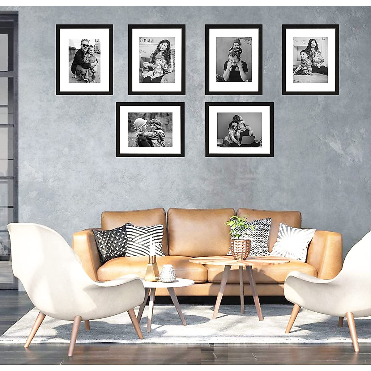 VMUZEDER 11x14 Picture Frame Rustic Black Wood Set of 6,Display Pictures 8x10 with Mat or 11x14 Without Mat,Multi Photo Frames Collage for Wall