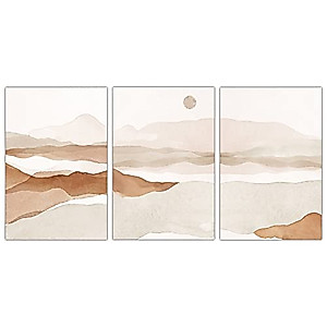 FEOFTIE Boho Art Wall Decor Beige Wall Art Print Boho Pictures Neutral Wall Art Minimalist Decor Boho Wall Decor Pictures Neutral Canvas Wall Art Boho Wall Prints 16x24 Inch Set of 3 Unframed