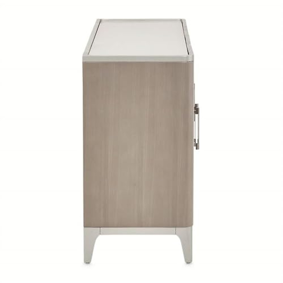 Michael Amini Lanterna Poplar Wood & Acrylic Sideboard in Silver Mist/Beige
