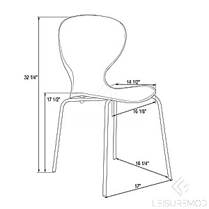 LeisureMod Modern Oyster Side Chair (Set of 2), Clear