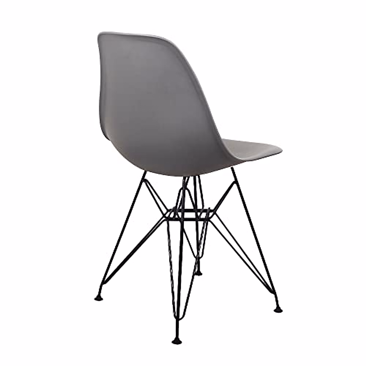 GIA Contemporary Armless Dining Chair with Black Metal Legs, Set of 1, Dark Gray