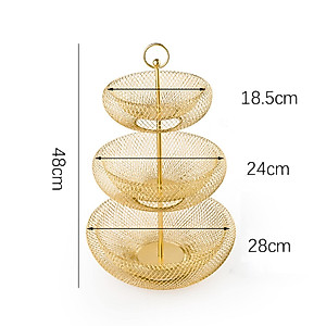 Baoblaze Round Fruit Basket Bowl Holder Vegetable Cake Organizer 3 Tier Countertop Storage Tray for Housewarming, Farmhouse, Table, Counter, Wedding