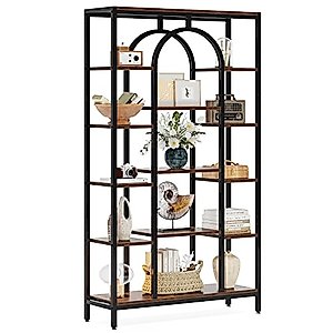LITTLE TREE 70.8 Inch Tall Bookshelf Bookcase for Living Room Home Office