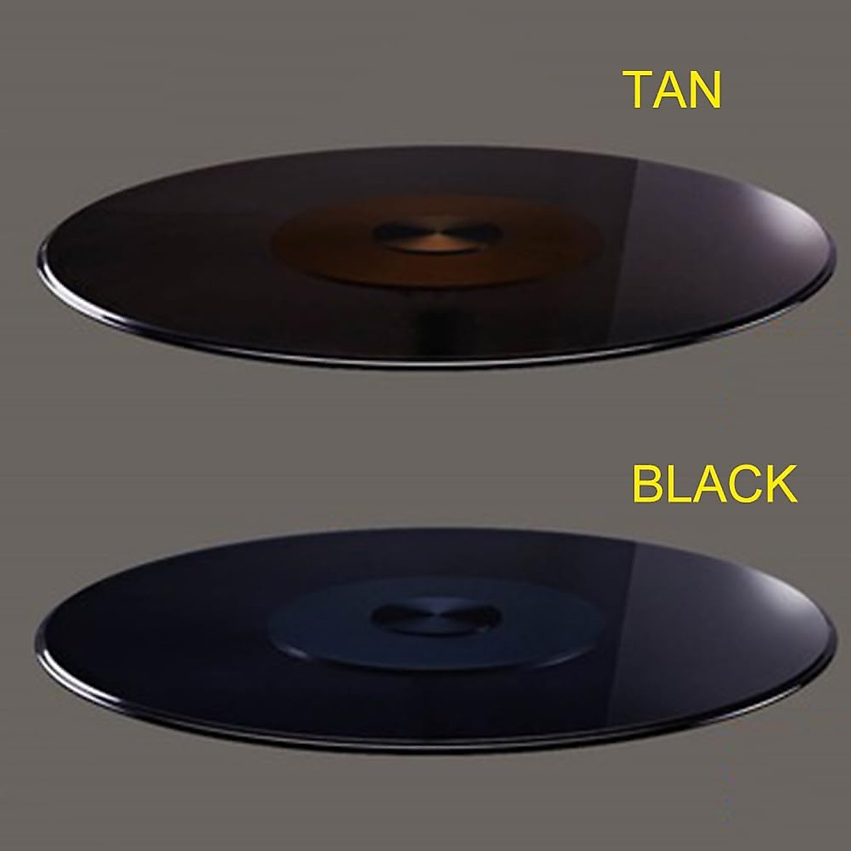 VERDDE Black/Brown Glass Lazy Susan Turntable - 24/27/30/36/40 Inch - Large Round Dining Table Rotating Tray, Scratch-resistant, Thickness 12mm. (Color : Black, Size : 70 cm (27 in))