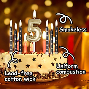 Gold Number Candles,Gold Candle for Cake,26 Birthday Candles,Wedding Decorations,Gold Cake,26th Birthday Cake Topper,Birthday Card Number Candle 26,Black Candles Activity Decorations