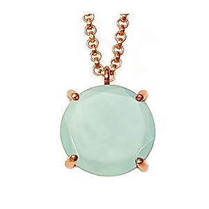JewelryGift Natural Aqua Chalcedony Pendant with Chain Faceted Gemstone Aqua Rose Gold Plated Beautiful Pendant for s and Womens