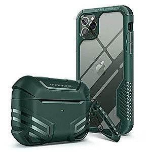 MOBOSI Vanguard Armor Cell Phone Accessory Bundle - AirPods Pro Case & iPhone 11 Pro Max Case (Midnight Green)