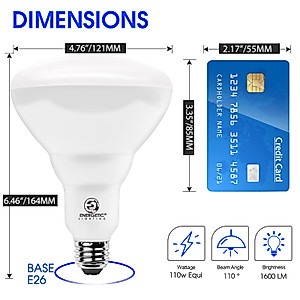 LED Recessed Light Bulbs BR40, 110W Equivalent 14W, Dimmable, 1600 High Lumens, Daylight 5000K, Indoor Flood Lights for Recessed Cans, UL Listed, 6 Pack