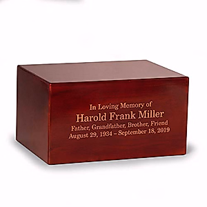 Deering Moments Custom Engraved Lacquered Funeral Cremation Urn for Human Ashes (Mahogany, Large)