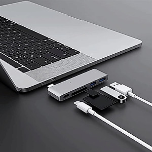 Beyori USB HUB Converter, USB Docking Station, 5 in 1 Hub with 2 USB 3.0 Ports, 60W PD, SD/TF Card Reader, Aluminum USB-C Dock Adapter (Color : White)