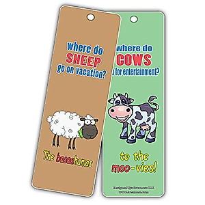Kids Bookmarks Set (12 Pack)- Animal Silly Jokes Series 2 - Funny Hilarious Lion Sheep Laugh and Learn - Excellent Party Favors Teacher Classroom Reading Rewards and Incentive Gifts for Young Readers