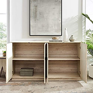 Walker Edison Alden Versatile 4 Door Framed-Storage-Sideboard, 62 Inch, Birch