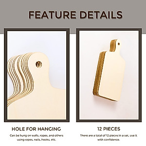 Oomcu 12PCS Wooden Mini Cutting Board with Handle,Rectangle Unfinished Wood Craft Paddle Serving Tray Chopping Board Cutout for DIY Thanksgiving Christmas Home Kitchen Fruit Decor (11.8 x 6.3 Inch)