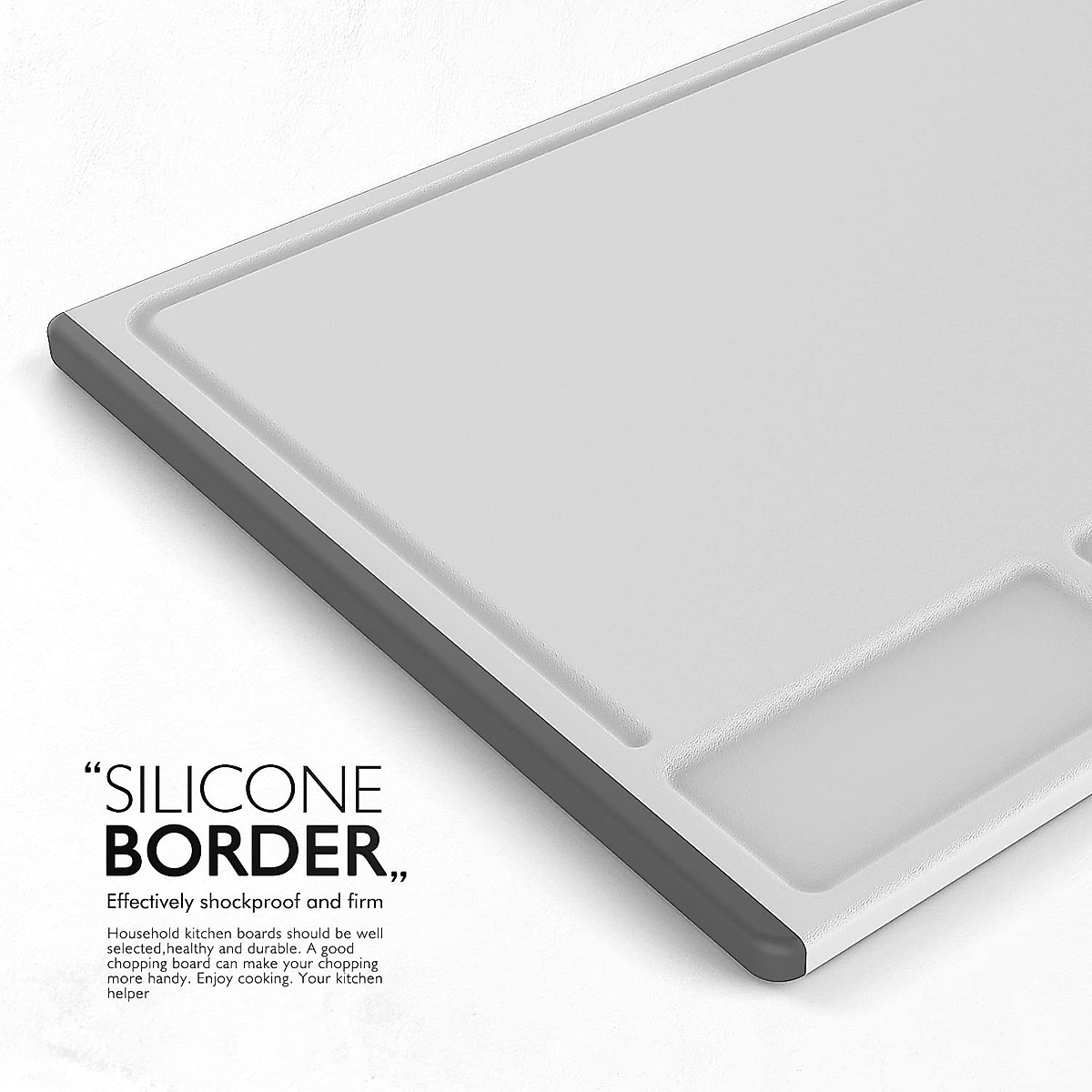 Cutting Boards for Kitchen – Large Plastic Kitchen Cutting Board, Dishwasher Safe Thick Chopping Board with Juice Grooves, for Meat, Fruits, Veggies, Easy Grip Handle, Non-Slip (Grey)