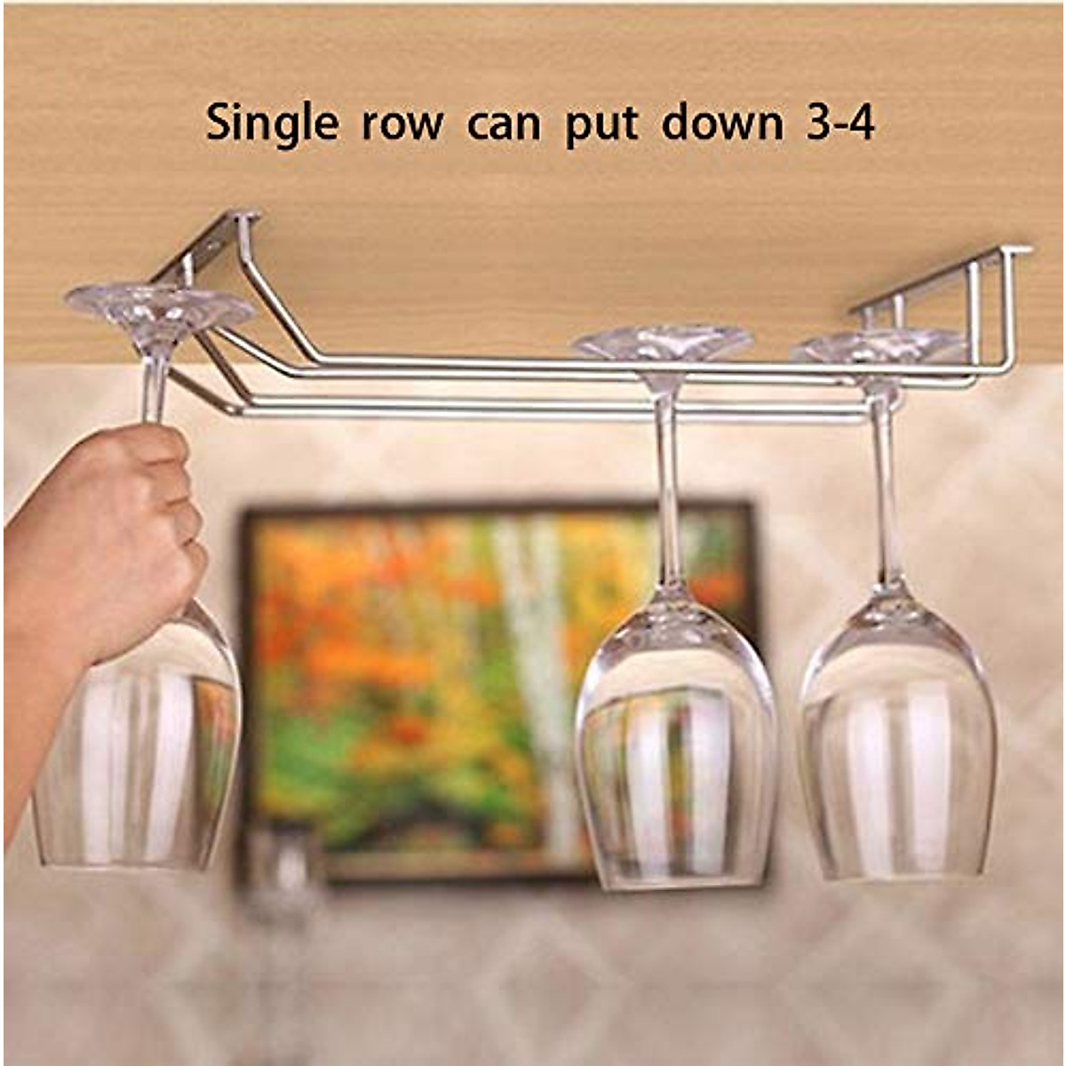 Wine Glasses Holder,Under Cabinet Stemware Wine Glass Rack Storage Holder 13.4 Inch Set of 2 Convenient collection Hanging Rack