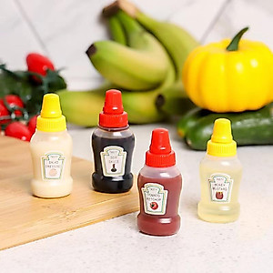 4 Pieces Mini Ketchup Bottles for Bento Box Accessories,25ml Mini Condiment Squeeze Bottles Portable Honey Sauce Salad Dressing Dispensers Jars Containers for Kids Adults Lunch Box
