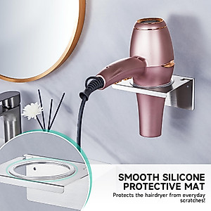 Hair Dryer Holder Wall Mounted, Hair Tool Organizer for Blow Dryer Holder Stainless Steel, Bathroom Hairdryer Holder, Adhesive Hair Dryer Organizer Storage, Hair Dryer Hanger for Vanity Barber Shops