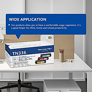 (3-Pack,C/M/Y) TN-336 TN336 Toner Cartridges Compatible TN336C TN336M TN336Y Toner Cartridge Replacement for Brother TN336 MFC-L8850CDW HL-L8350CDW/CDWT DCP-9055CDN Series Printer - by SAO