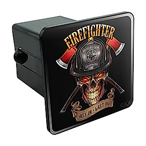 Firefighter Skull First in Last Out Fireman Tow Trailer Hitch Cover Plug Insert