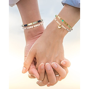 Bracelet Motivational Inspirational Beaded Mother Daughter Best Friend Granddaughter Crystal Jewelry Gifts for Women (W-Be kind bracelet)