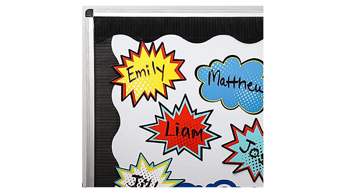 60 Pack Superhero Comic Bubble Bulletin Board Decor