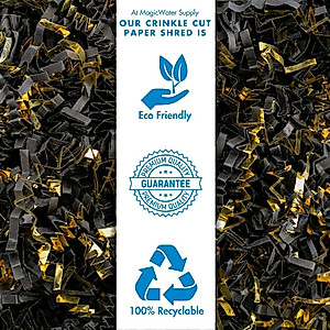 MagicWater Supply Crinkle Cut Paper Shred Filler (4 oz) for Gift Wrapping & Basket Filling - Black & Gold