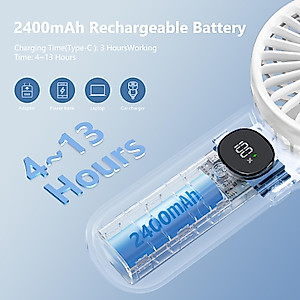 xigmer 2-Pack Mini Portable Handheld Fan, 5 Adjustable Speeds Personal Fan with Lanyard,180° Foldable Small Hand Fans for Makeup, Home, Office, Travel and Outdoor Activities Black+White