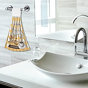 Coffee Hand Towels Set 2 Pcs Fashion Absorbent Dish Cloth Tie Towel Soft Dry Towel for Bathroom Kitchen Home Decor 18.2 L x 14 W