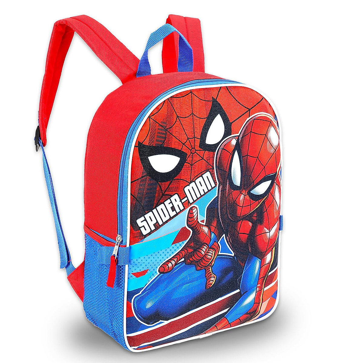 Marvel Spiderman Backpack With Lunch Box ~ 5 Pc Bundle With 15" Spiderman School Bag For Boys, Girls, Kids, Lunch Bag, Stickers, And More (Spiderman School Supplies)