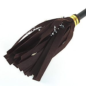 BinaryABC Halloween Witches Broom Plastic Broom,Halloween Masquerade Dress Up Costume Decoration Supplies(Brown)
