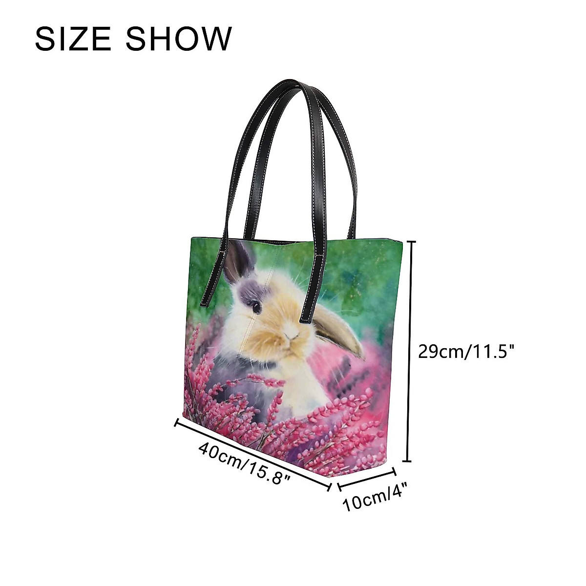 Fashion Tote Handbags Women's Soft Tote Shoulder Bag for Women Work Shopping Top Handle Satchel Bags, 15.8×4×15.4 inches,Baby Rabbit