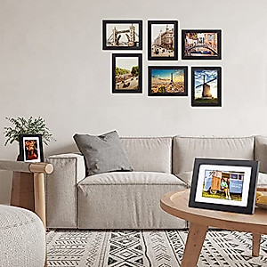 YUEYEE 5x7 Picture Frame 2 Packs - Black Solid Wood Picture Frames,Display Photo 3x5 inch with Mat, 5x7 inch without Mat,Photo Frames for Wall or Tabletop