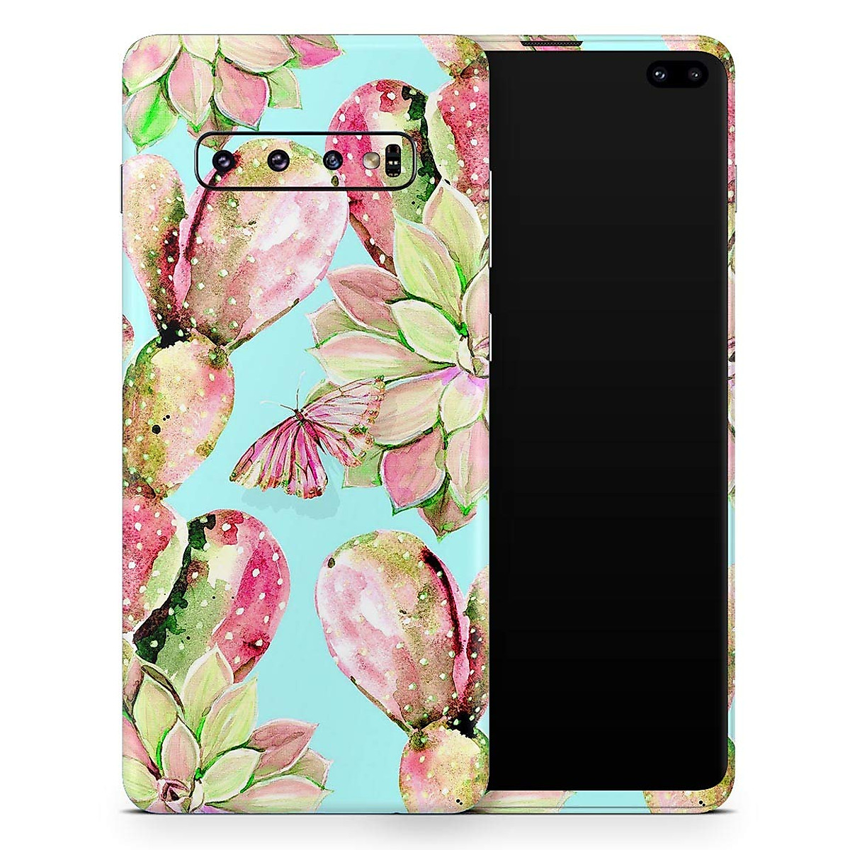 DesignSkinz Watercolor Cactus Succulent Bloom V3 Protective Vinyl Decal Wrap Skin Cover Compatible with The Samsung Galaxy S20 (Screen Trim & Back Glass Skin)