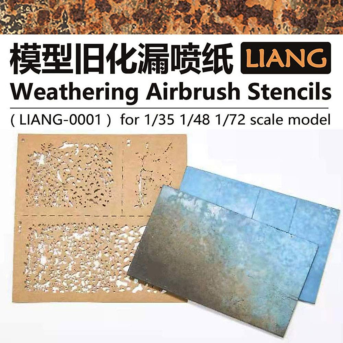 Acxico 1Set DIY Decoration Weathering Airbrush Stencils Tools for 1/35 1/48 1/72 Scale Model