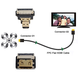 Xiwai CYFPV Mini HDMI Female to Micro HDMI Male Extension FPC Flat Cable 1080P for FPV HDTV Multicopter Aerial Photography (0.8M)