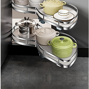 SIPELQDE Swing Right Blind Corner Cabinet Pull out for 36 Inch,Soft Close Corner Cabinet Organizer,2 Tiers Tray Adjustable Height Corner Cabinet Lazy Susan