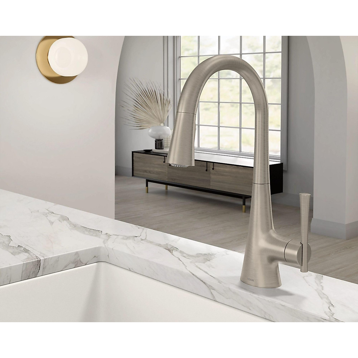 Moen 9126SRS Kurv Collection One-Handle Pulldown Kitchen Faucet Featuring Power Boost and Reflex, Spot Resist Stainless