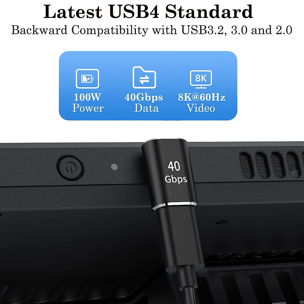 AuviPal 90 Degree USB C Adapter (4 Pack), USB Type C Right Angle Connector for Steam Deck, ROG Ally, MacBook, Notebook, Smart Tablet & Phone and More - Black