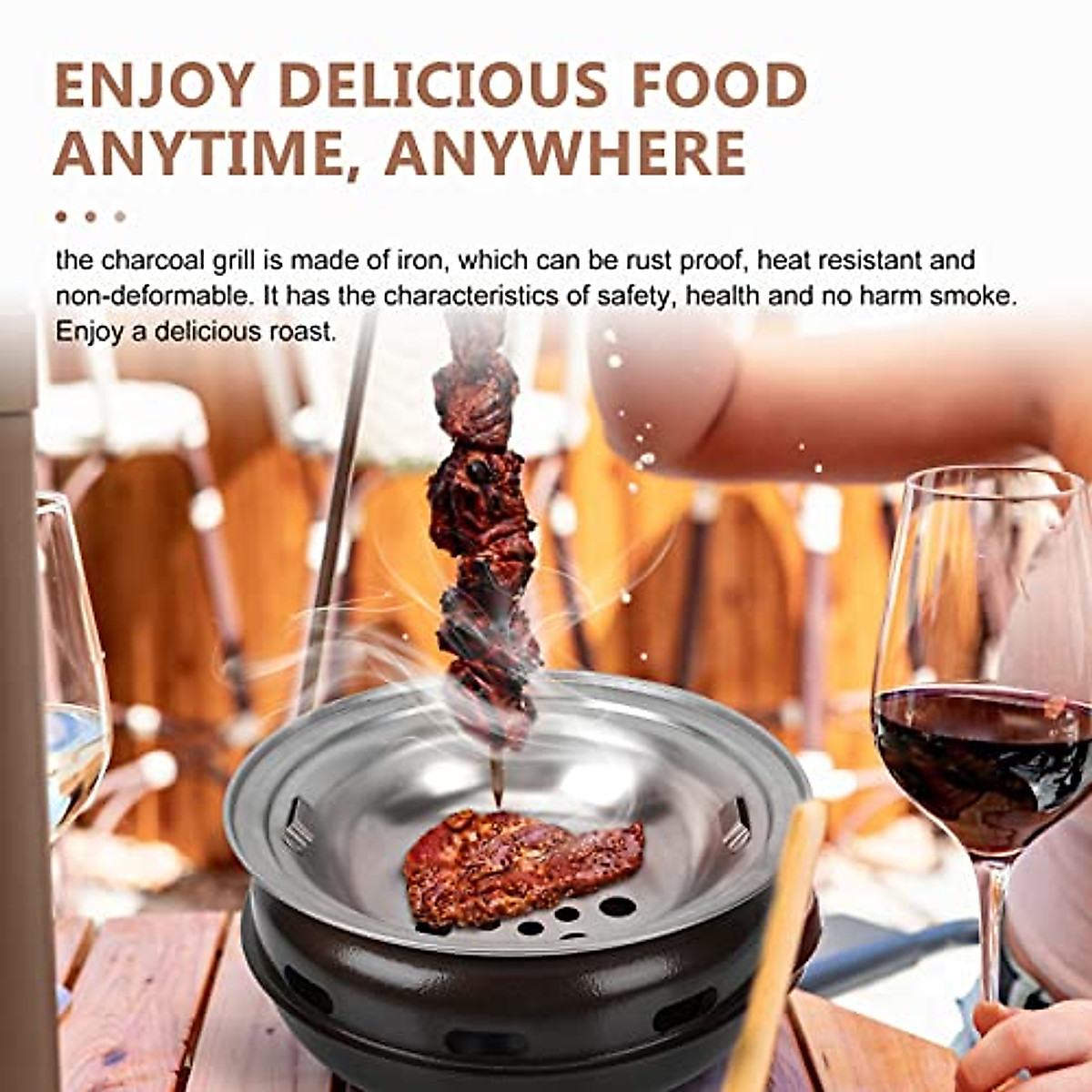 Cabilock Portable Burner Stainless Steel BBQ Grill Charcoal Stove Folding Barbecue Grill Portable for Picnic Garden Terrace Camping Travel Garden Camping Picnic Outdoor Grills