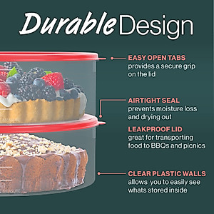 2 Pack Pie Carrier Cake Storage Container with Lid | 10.5" Large Round Plastic Cupcake Cheesecake Muffin Flan Cookie Tortilla Holder Storage Containers Airtight | Pie Keeper Transport Container