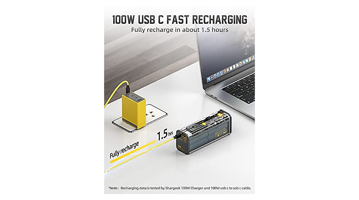 Shargeek Storm 2 Portable Charger - 100W Power Bank with See-Through Design