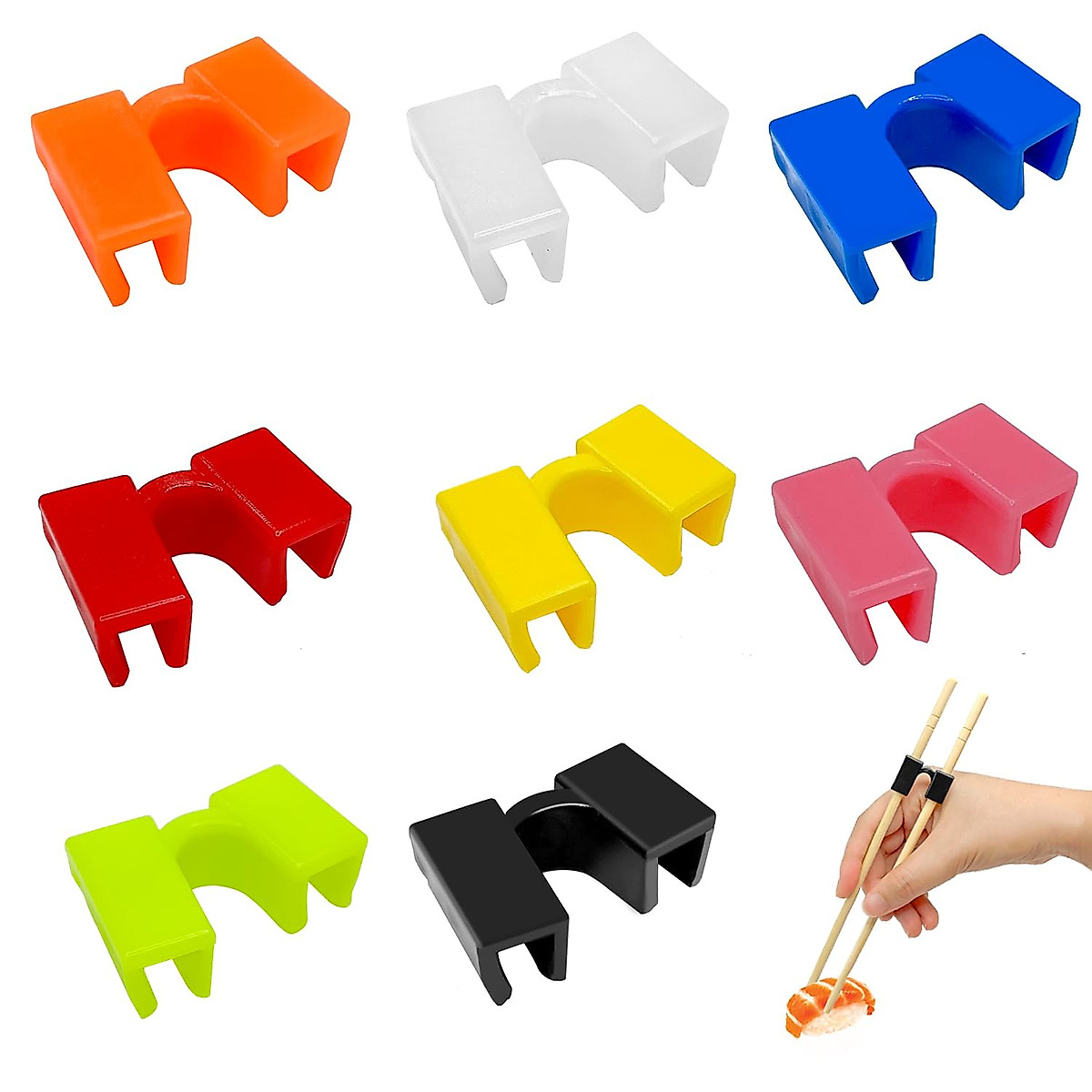 8 Pieces Reusable Chopsticks Helpers Chopstick Trainer Practice Chopstick Helper for Adults, Kids
