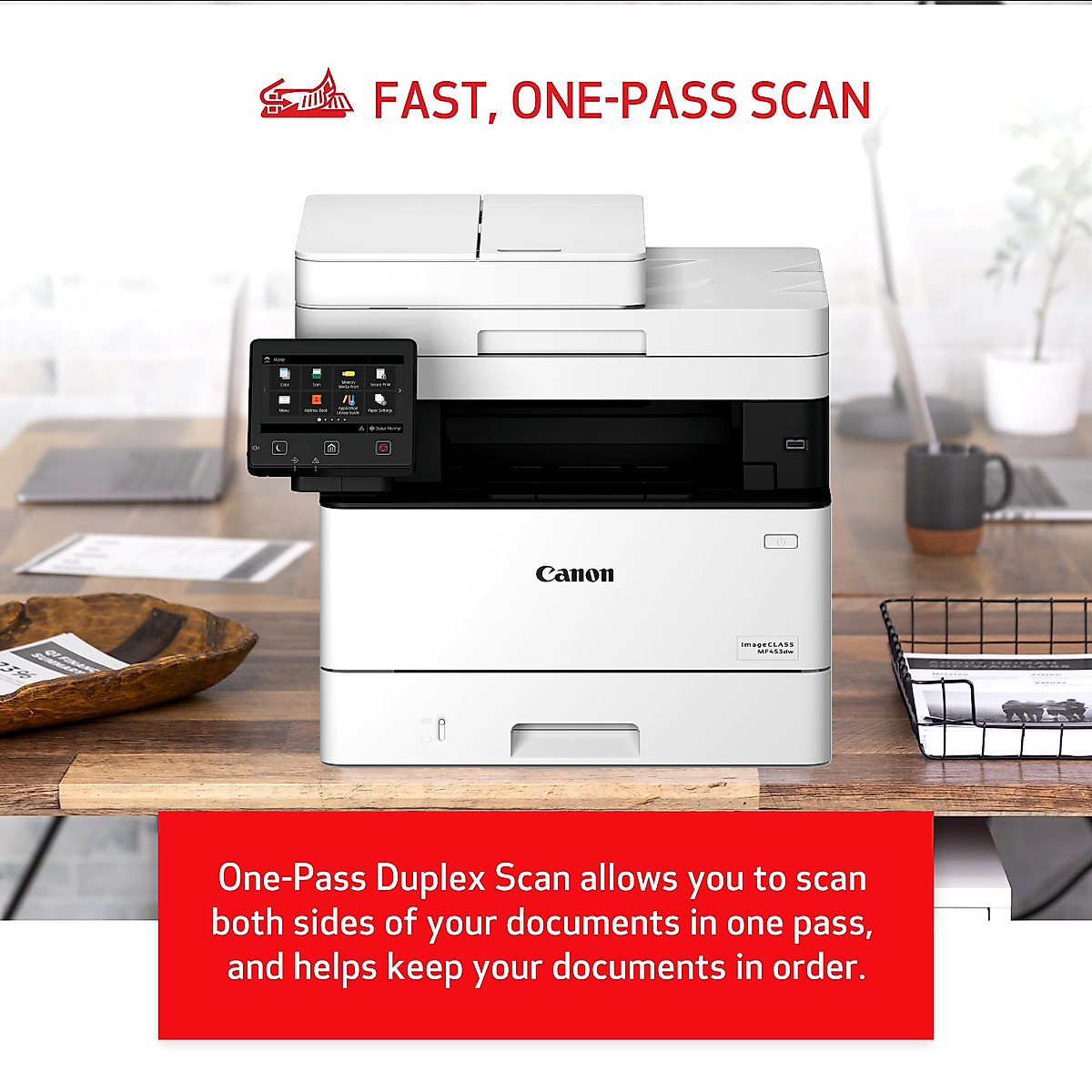 Canon imageCLASS MF453dw All-in-One Wireless Monochrome Laser Printer | Print, Copy, & Scan| | 5" Color Touch LCD | One Pass Duplex Scan