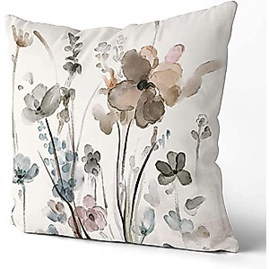 Qesonoo Flower Throw Pillow Covers 18x18 Set of 2, Flowers Pillow Cushion Cases, Modern Decorative Square Pillowcases for Sofa Couch Bedroom Living Room Car