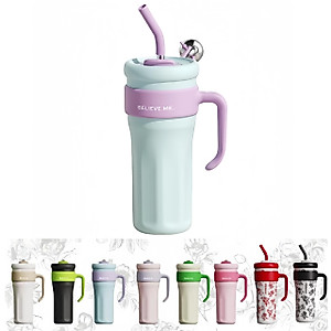 IRNATO 40Oz Mega Mug,Stainless Steel Tumbler with Handle and Straw,Cup Holder Friendly,Stainless Steel Water Bottle Extra Large Insulated Tumbler(Full of Flowers) (lanzi)