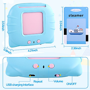 Talking Flash Cards 224 Words, Preschool Learning Toy for Toddlers, Educational Speech Therapy Toys for 2 3 4 6 Years Old Boys Girls, Birthday Gifts Preschool Reading Device for Baby Kids