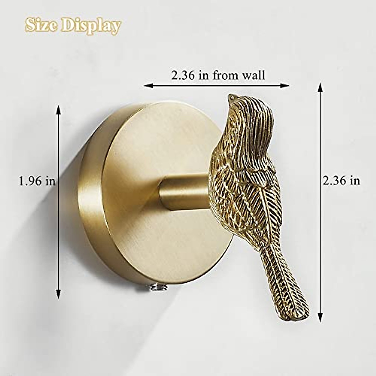 Brass Hooks, Gold BrassTowel Hooks,Brass Decorative Hooks,Gold Brass Coat Hooks Wall Mounted,Gold Brass Bird Coat Wall Hooks, Brushed Brass Wall Hooks for Towel, Coat ,Robe, Hat ,Keys,Bag,Scarf