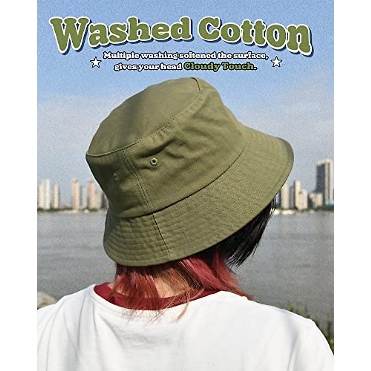 FURTALK Bucket Hats for Women Washed Cotton Packable Summer Beach Sun Hats Mens Womens Bucket Hat with Strings for Travel