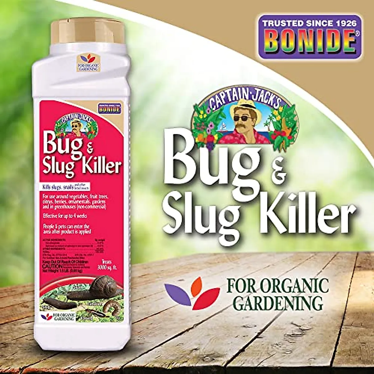 Bonide Captain Jack's Bug & Slug Killer Granules, 1.5 lb. Long Lasting Protection, For Organic Gardening, Safe for Pets