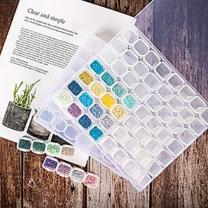 SGHUO 280 Slots 5 Pack 56 Grids Diamond Painting Storage Containers Plastic 5D Diamond Embroidery Storage Box with 400pcs Label Stickers for Sewing, Nail Diamonds, Diamond Painting Accessories